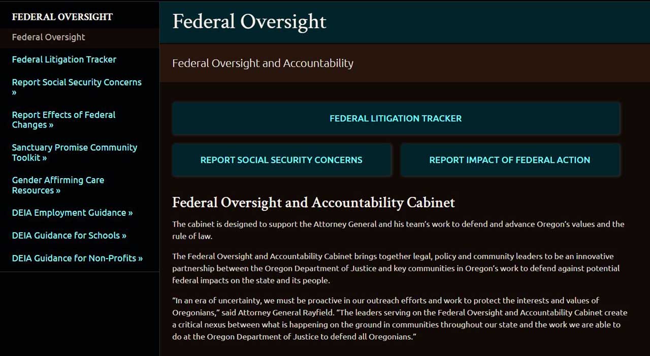 Oregon’s New Federal Oversight Website Tracks Trump Lawsuits and Social ...